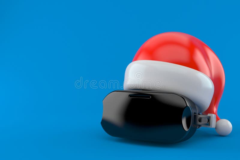 VR headset with santa hat stock illustration. Illustration of equipment ...