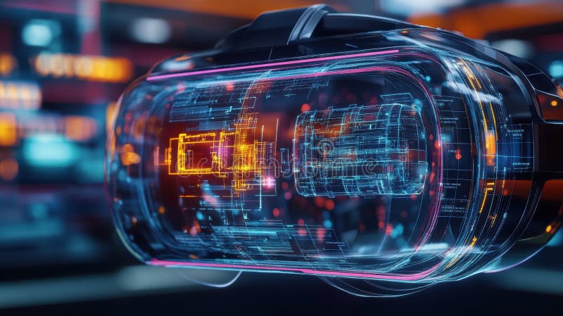 Vr Headset Showing Innovative Manufacturing Process with Futuristic Hud ...