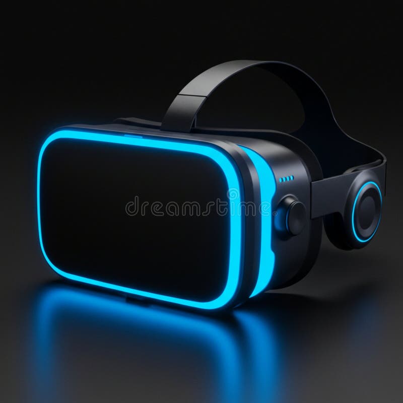 VR Headset with Sleek Design Features a Black Body Accentuated by Blue ...