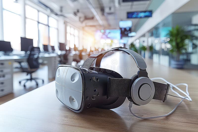 VR headset on a table. stock photo. Image of interactive - 314342004