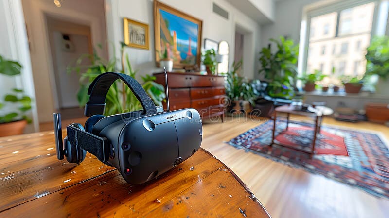 A Vr Headset on a Table in a Living Room. Stock Illustration ...