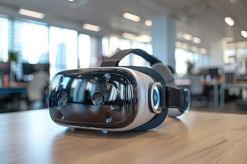 VR headset on a table. stock image. Image of thrilling - 314678731