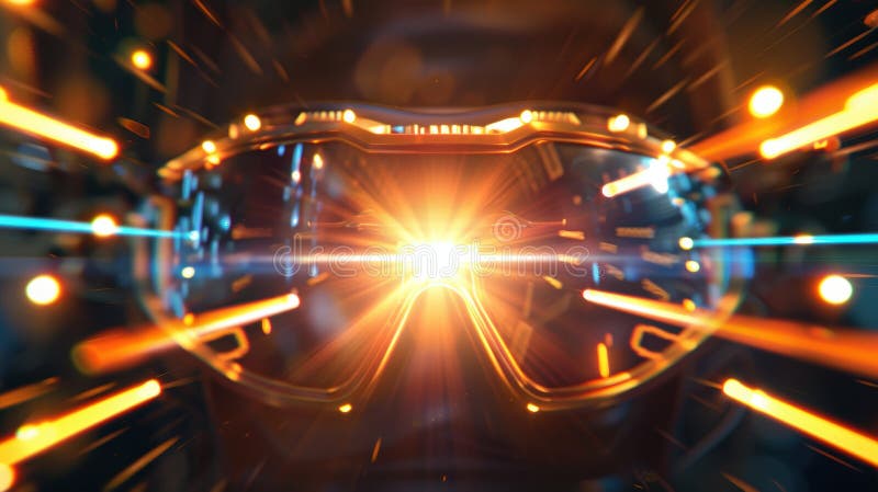 VR Headset with Sunburst Reflections for Immersive Virtual Reality ...