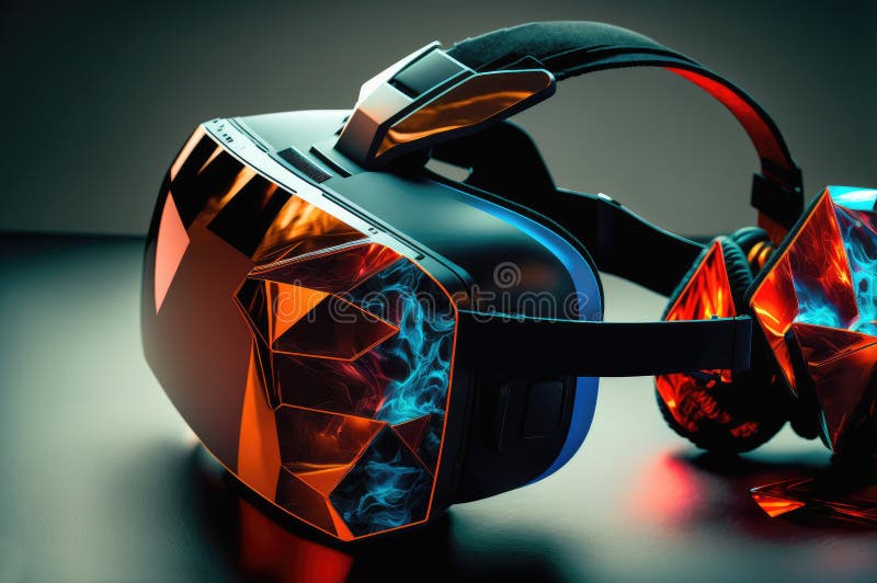 VR Headset in Virtual Augmented Reality Style. Generative AI Stock ...