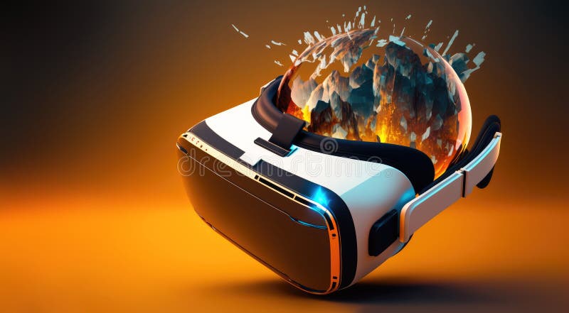VR Headset in Virtual Augmented Reality Style. Generative AI Stock ...