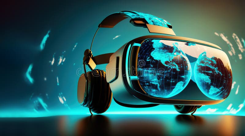 VR Headset in Virtual Augmented Reality Style. Generative AI Stock ...