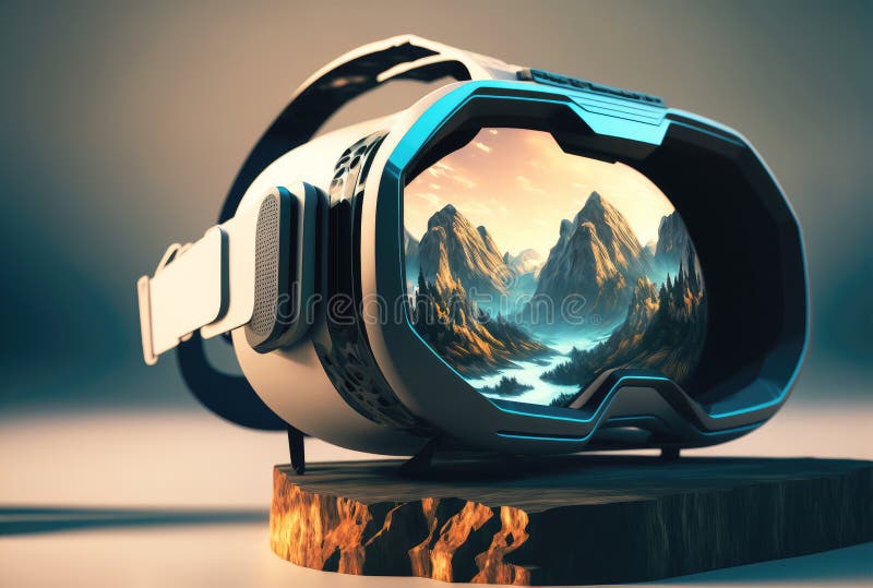 VR Headset in Virtual Augmented Reality Style. Generative AI Stock ...