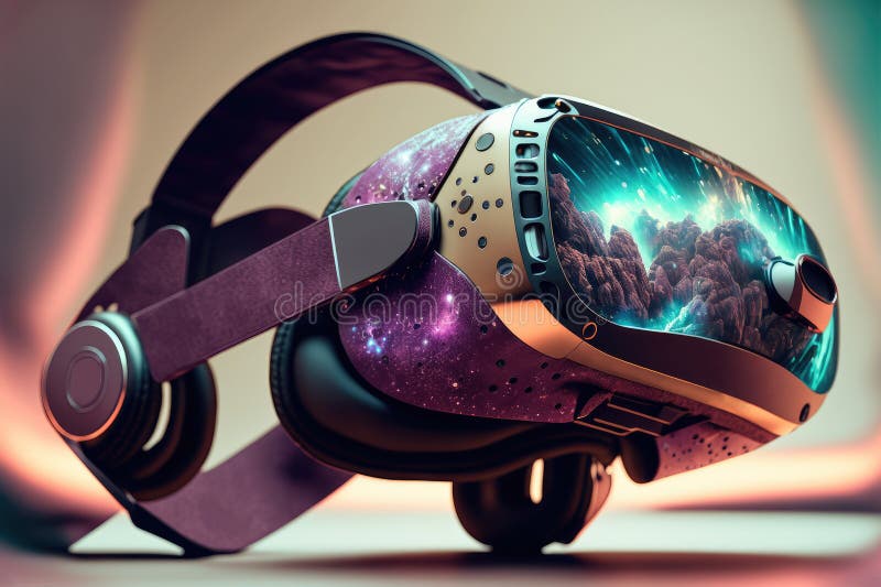 VR Headset in Virtual Augmented Reality Style. Generative AI Stock ...