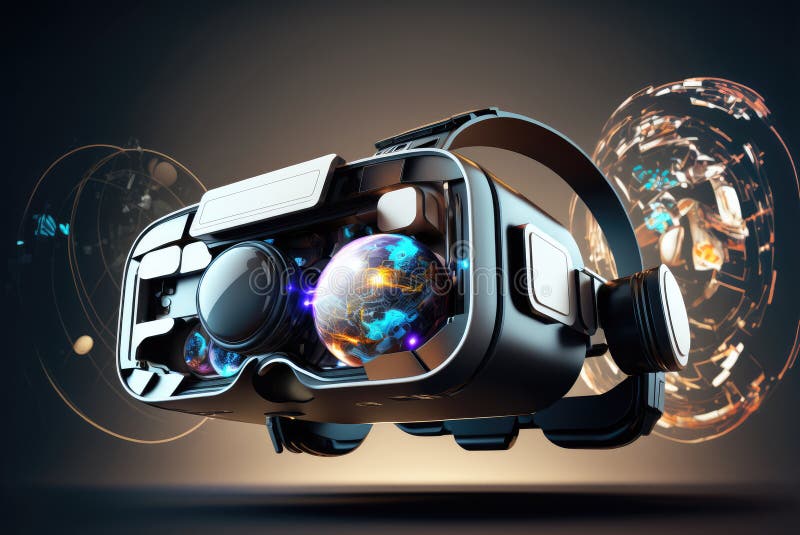 VR Headset in Virtual Augmented Reality Style. Generative AI Stock ...