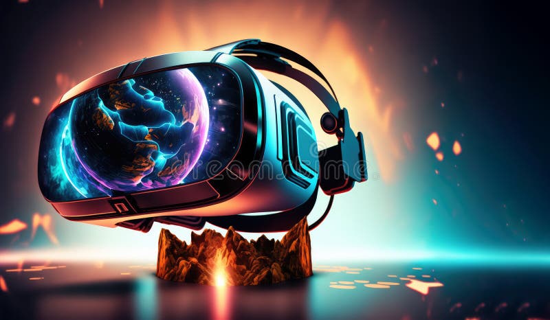 VR Headset in Virtual Augmented Reality Style. Generative AI Stock ...