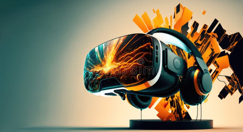 VR Headset in Virtual Augmented Reality Style. Generative AI Stock ...