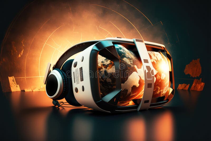 VR Headset in Virtual Augmented Reality Style. Generative AI Stock ...