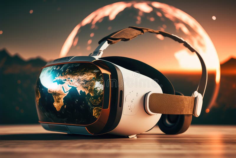 VR Headset in Virtual Augmented Reality Style. Generative AI Stock ...