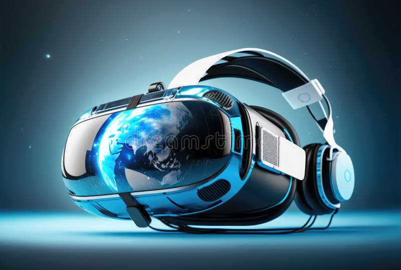 VR Headset in Virtual Augmented Reality Style. Generative AI Stock ...