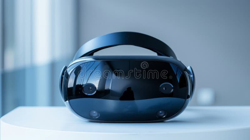 VR Headset on a White Table in a Bright Room Stock Illustration ...
