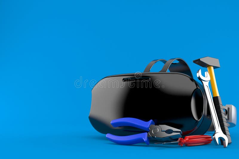 VR headset with work tools stock illustration. Illustration of isolated ...
