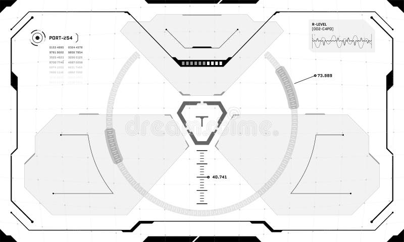 VR HUD Interface Cyberpunk Screen Black and White Design. Futuristic ...