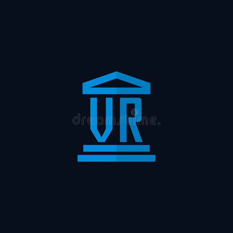 VR Initial Logo Monogram with Simple Courthouse Building Icon Design ...