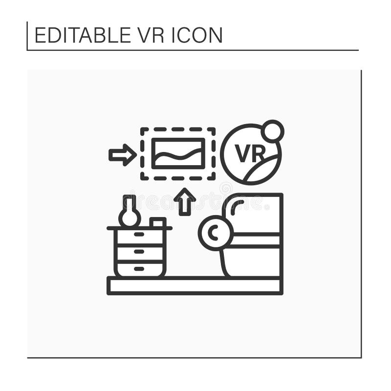 Vr Interior Design Line Icon Stock Vector - Illustration of live ...
