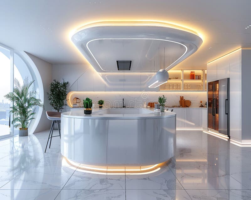 A VR Interior Design Showing a Futuristic Kitchen Stock Photo - Image ...