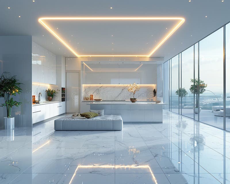 A VR Interior Design Showing a Futuristic Kitchen Stock Photo - Image ...