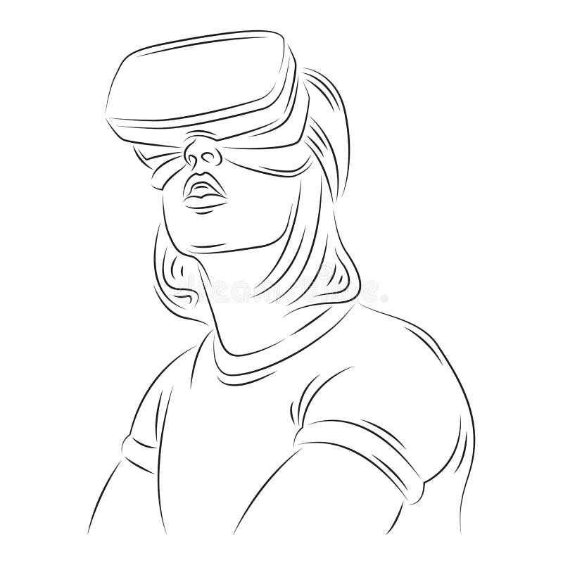 VR Isolated Line Illustration of a Female Character 库存例证 - 插画 包括有 女孩 ...