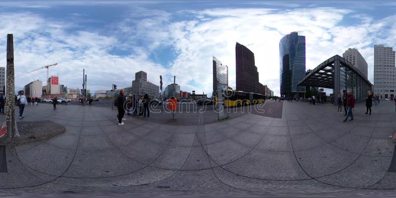 360VR 4K View of Berlin Wall Route of Postdamer Platz in Berlin Germany ...