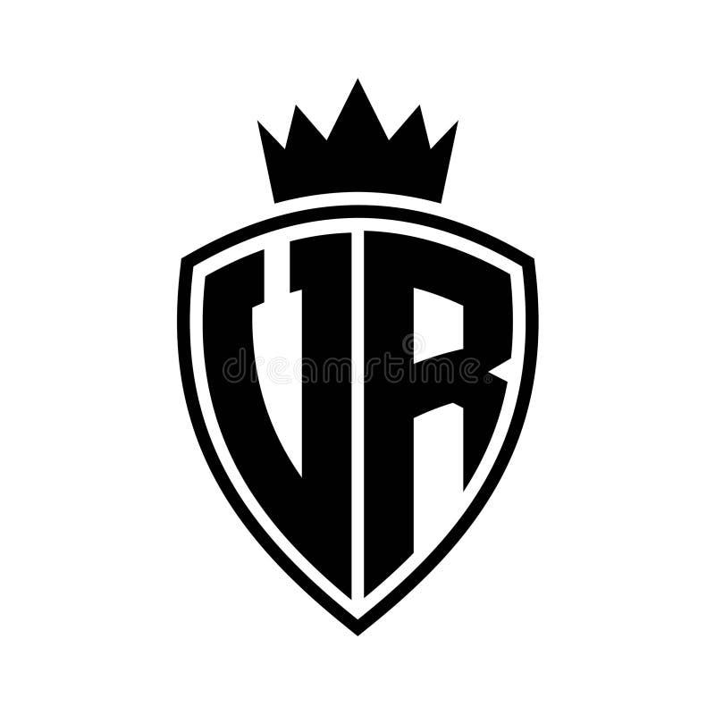 VR Letter Monogram Shield and Crown Outline Shape with Black and White ...