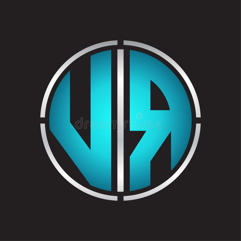 VR Logo Initial with Circle Line Cut Design Template on Blue Colors ...