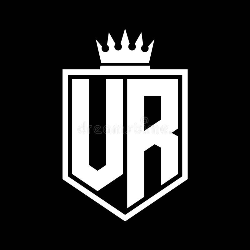 VR Logo Monogram Bold Shield Geometric Shape with Crown Outline Black ...