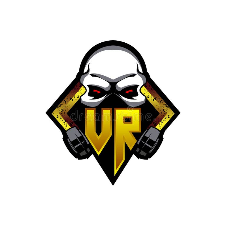 VR Logo Monogram with Skull Shape Designs Template Stock Vector ...