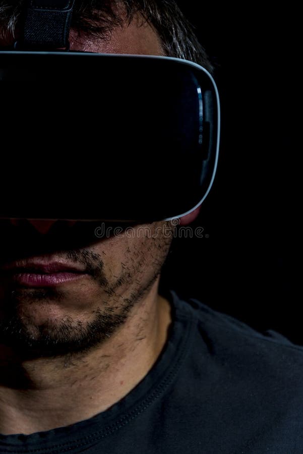 Vr man stock photo. Image of virtual, dark, portrait - 91352720