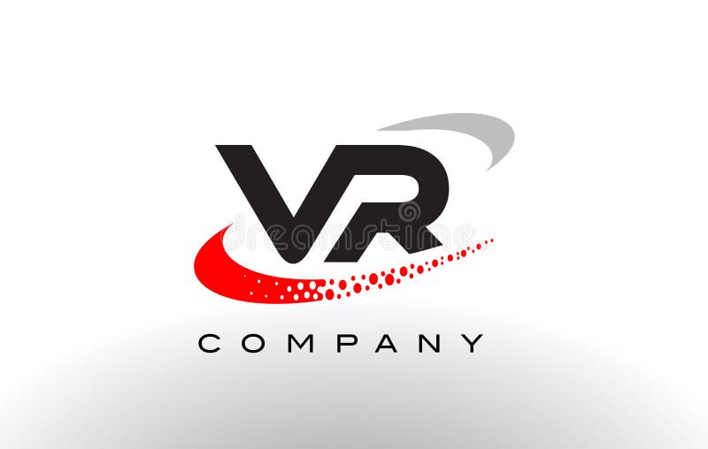 VR Modern Letter Logo Design with Red Dotted Swoosh Stock Vector ...