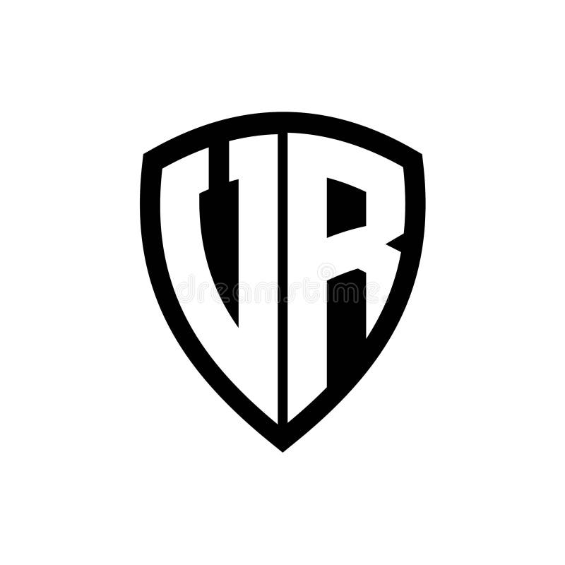 VR Monogram Logo with Bold Letters Shield Shape with Black and White ...
