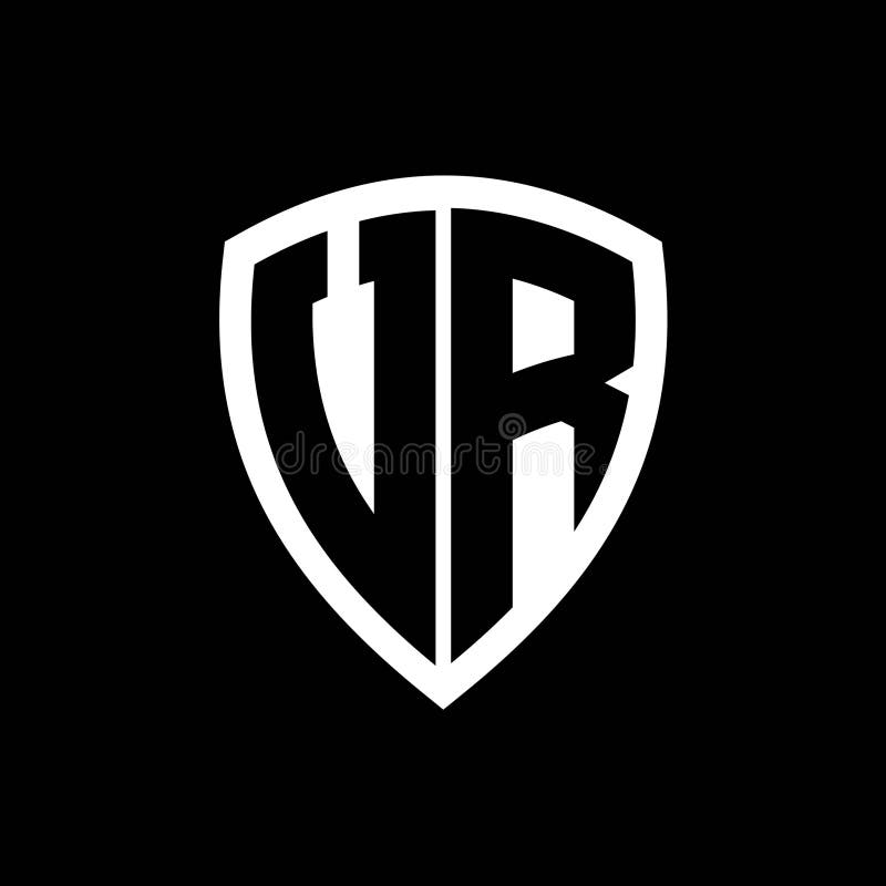 VR Monogram Logo with Bold Letters Shield Shape with Black and White ...