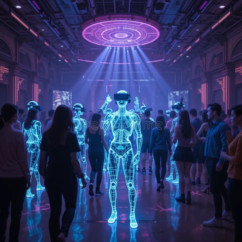 VR Nightclub Where People Dance with AI-generated Holograms Stock ...