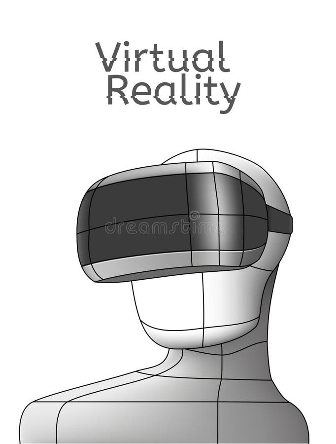 Vr Poster. Man in Virtual Reality Headset, Linear Objects and Elements ...