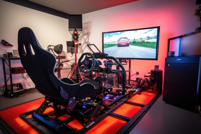 Vr Racing Simulator Setup with Steering Wheel Stock Illustration ...