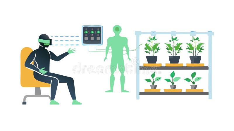 VR Research: Biologist with Holographic Projections, Vector Design Generative AI Stock Vector ...