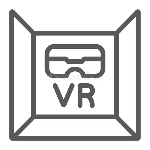 VR Room Line Icon, Gaming and Technology, Virtual Reality Space Sign ...