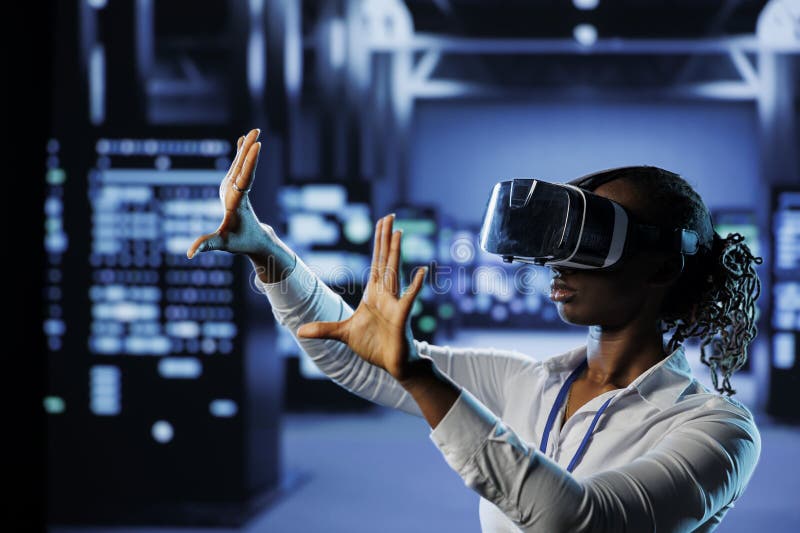 VR Simulation User Monitors Servers Stock Image - Image of asian ...