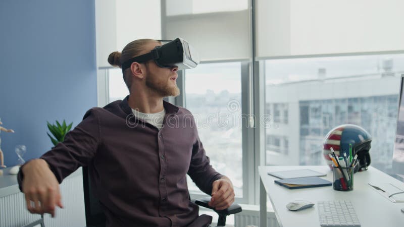 Vr Student Swiping Hands Interactive Space Remote Workplace. Future Technologies Stock ...