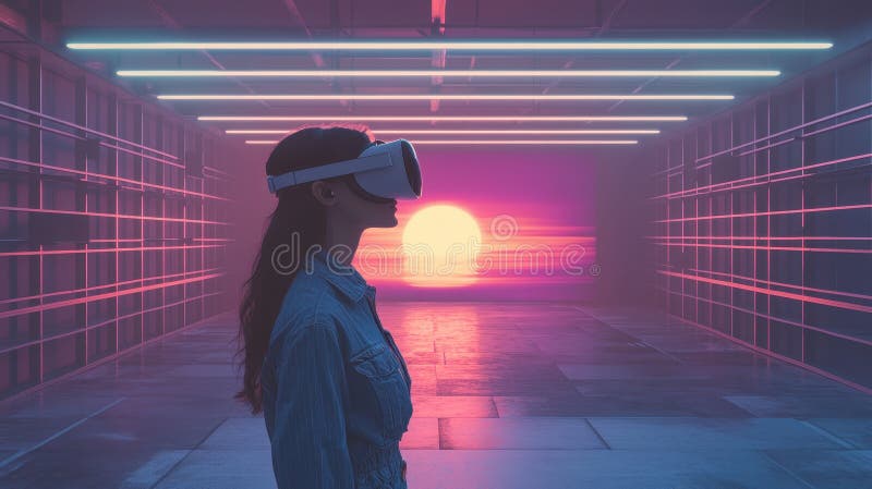 VR Sunset Immersive Digital Escape into a Vibrant Retro-Futuristic ...