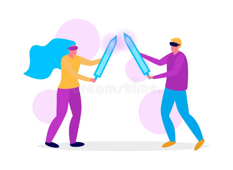 VR Sword Battle Composition Stock Vector - Illustration of equipment ...