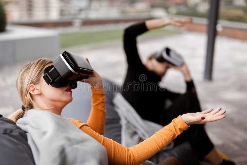 VR Tech, Futuristic Virtual Reality Glasses. Sensory Technology in ...