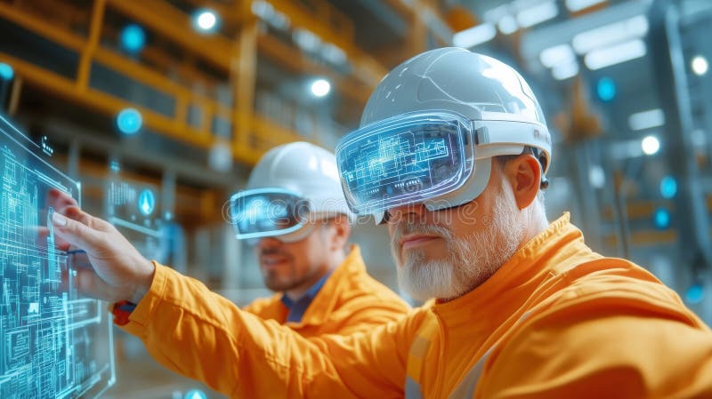 VR Tech for Industrial Training Workers Stock Illustration ...