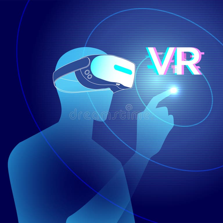 VR Technology Concept with a Person Using Virtual Reality Headset ...