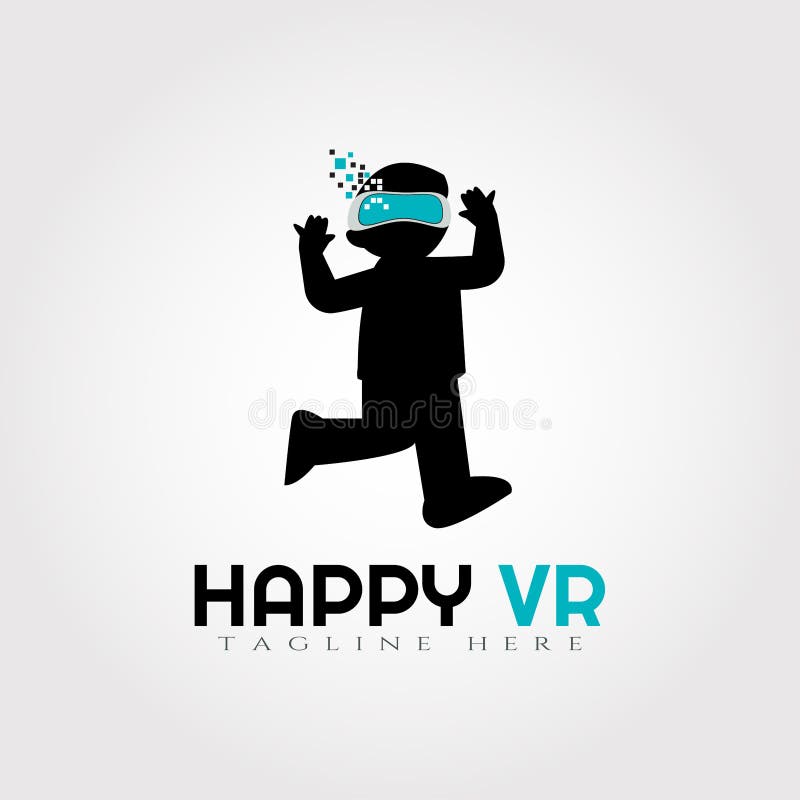 VR Technology Logo Design with Human Combination, Illustration Element ...