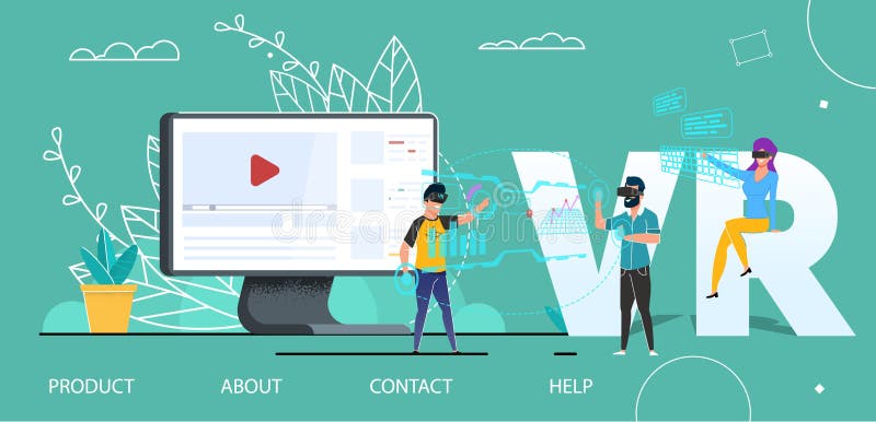 VR Technology User Interface Flat Landing Page Stock Vector ...