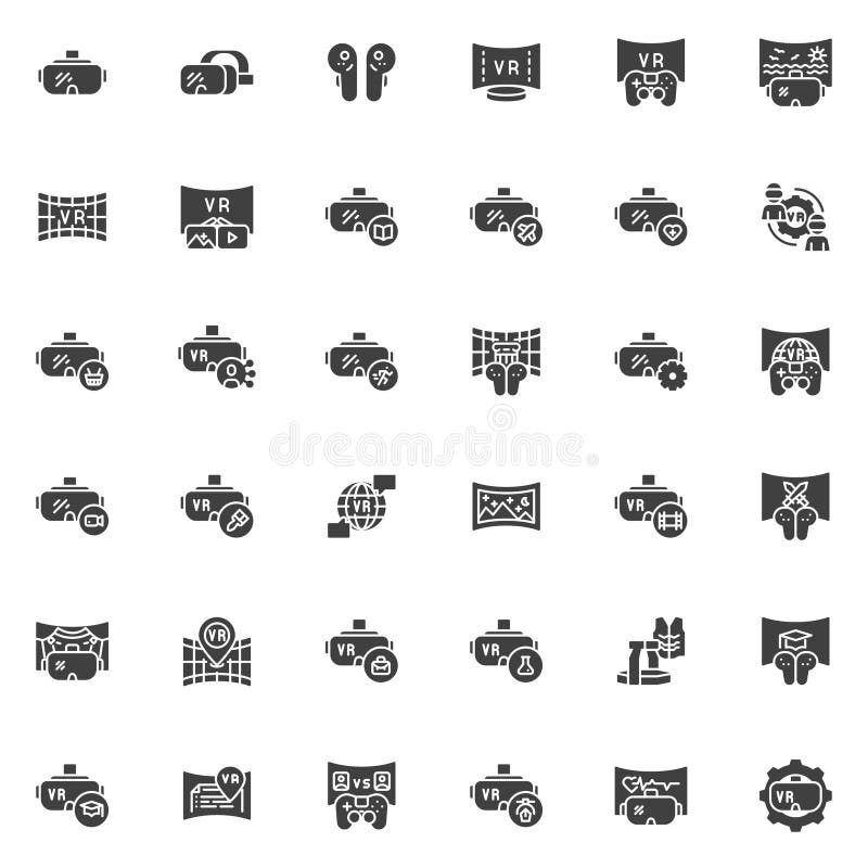 VR Technology Vector Icons Set Stock Vector - Illustration of simple ...